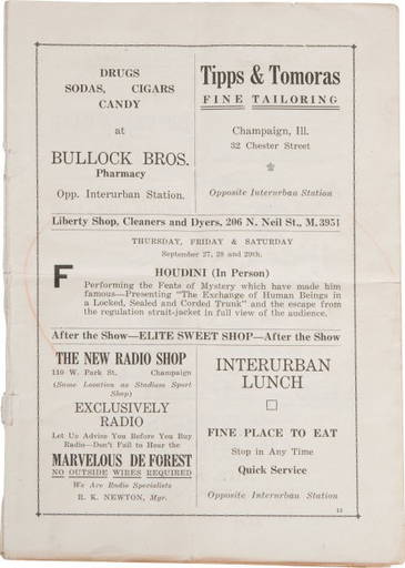 A Harry Houdini Related Program, Circa 1923.