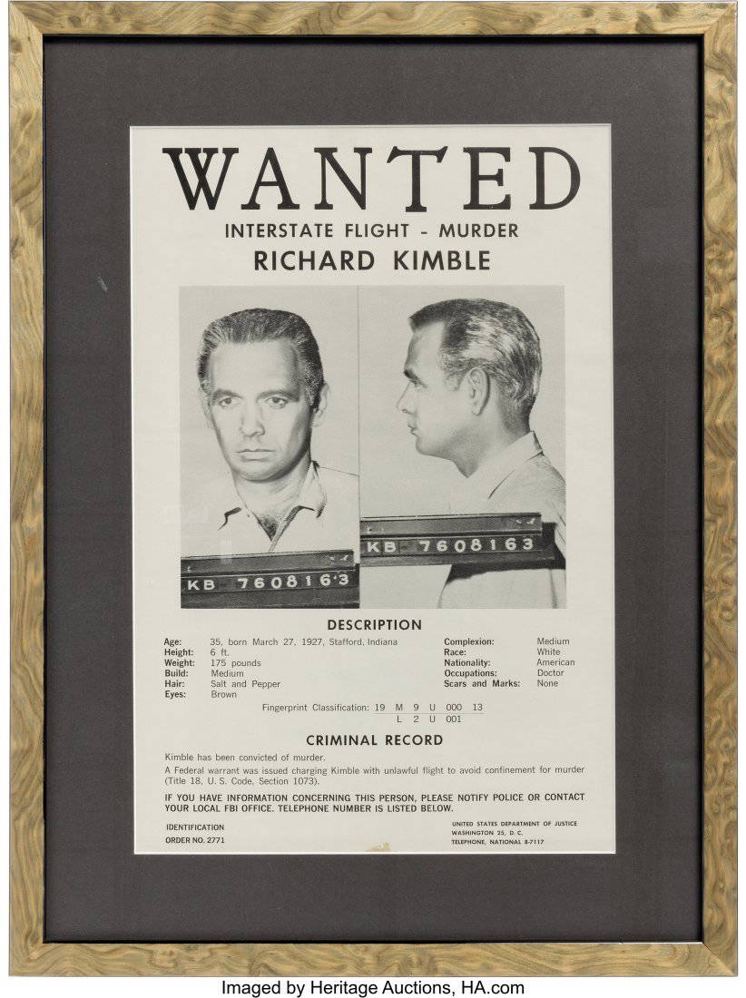 89098: David Janssen "richard Kimble" "wanted - Interst Auction