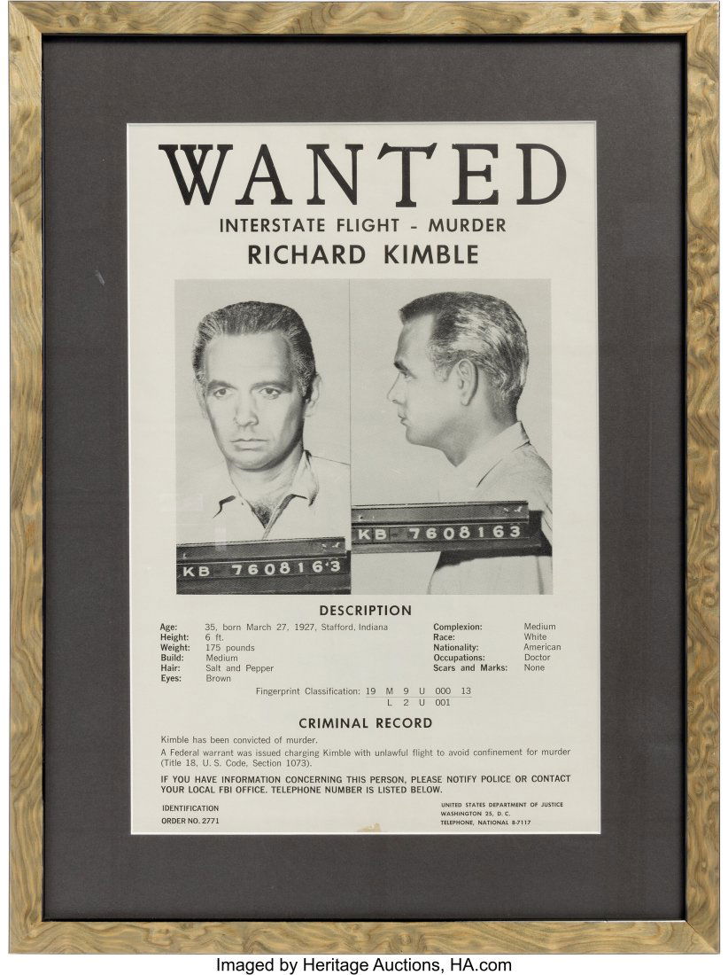 89098: David Janssen "richard Kimble" "wanted - Interst Auction