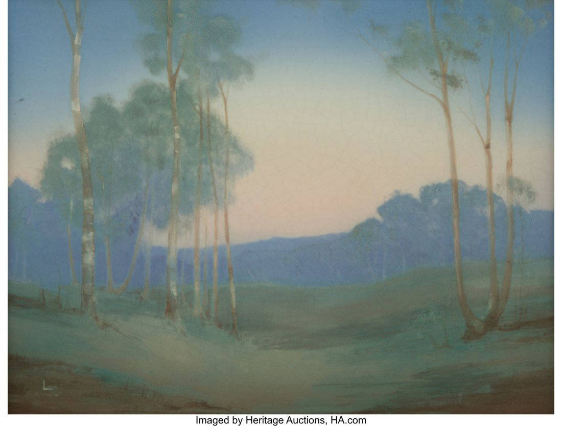 79101: Rookwood Pottery Vellum Glaze Landscape Plaque D Auction