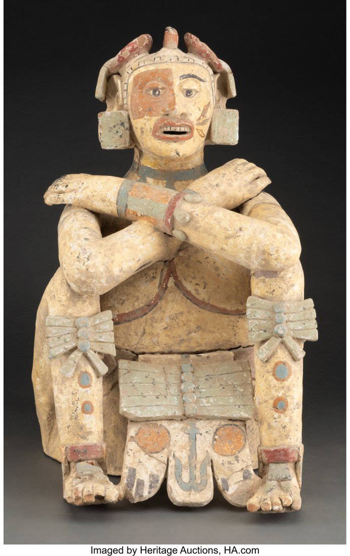 70227: A Rare Polychrome Nahua Effigy Censer, Xantil M Auction