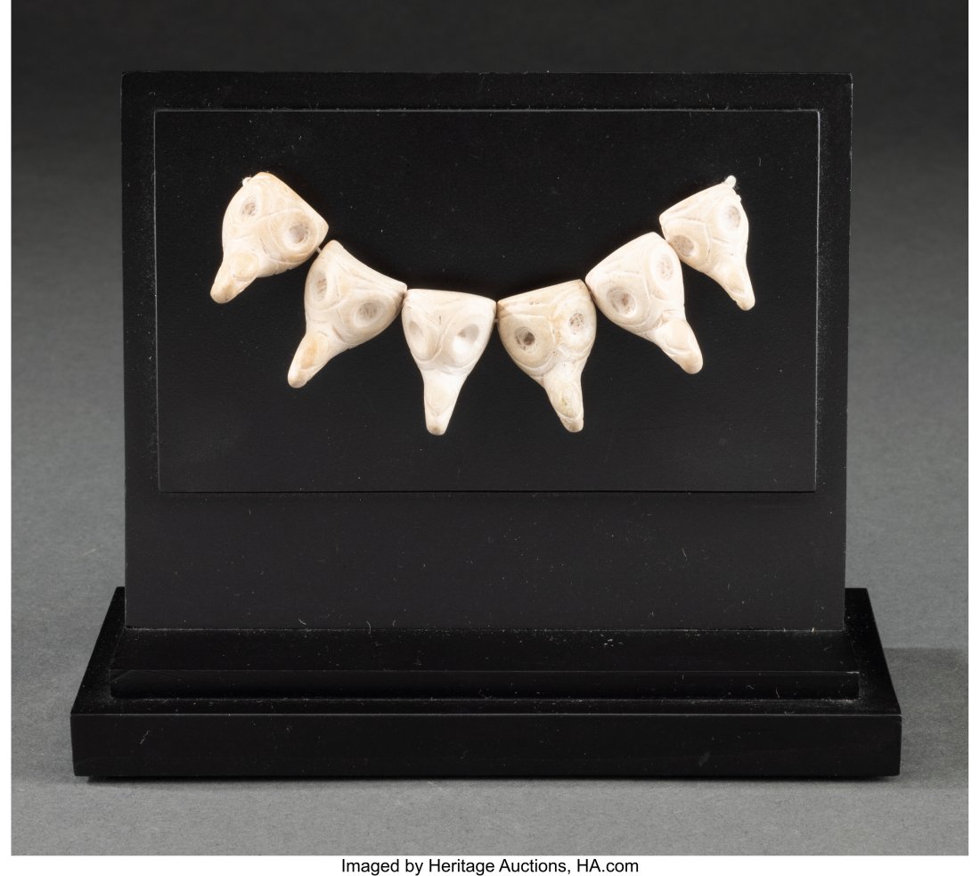 70238: Six Huastec Carved Shell Pendants Mesoamerica, Auction