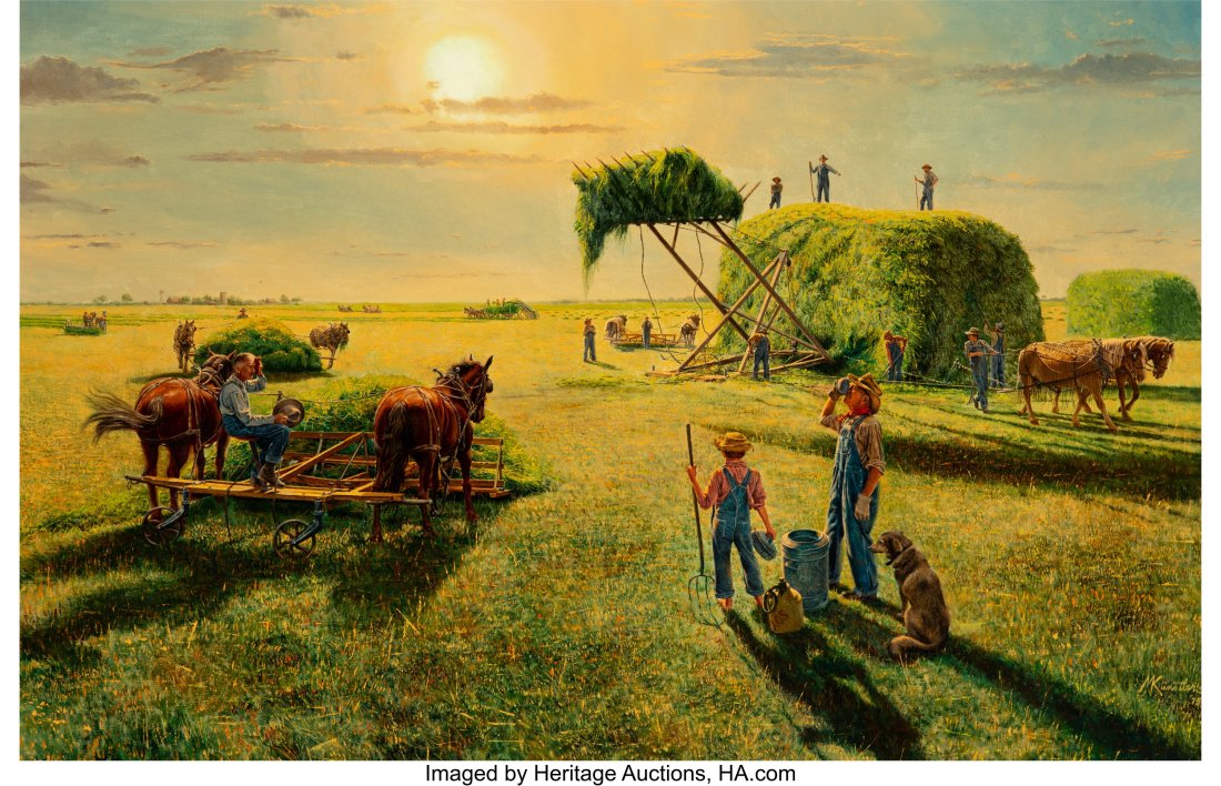 32088: Morton Künstler (american, B. 1931) The Oversho Auction