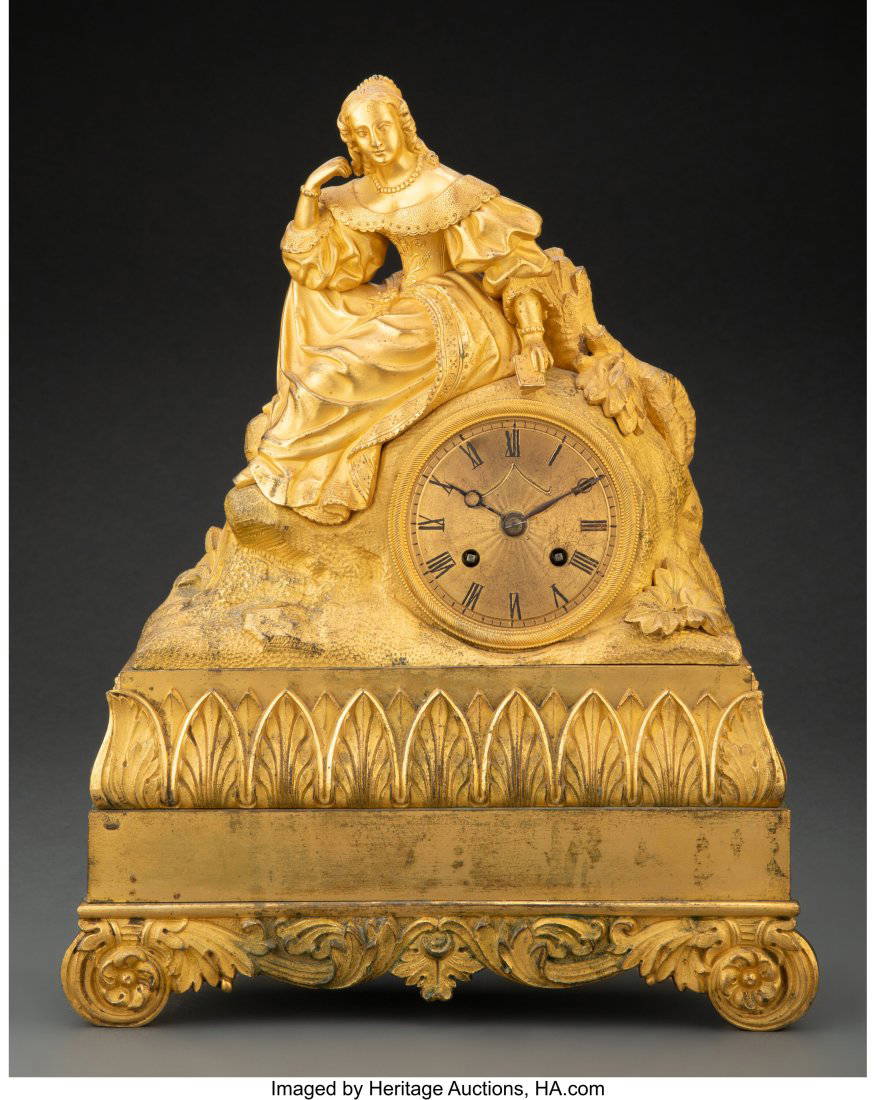 61017: An Honore Pons Gilt Bronze Figural Mantel Clock, Auction
