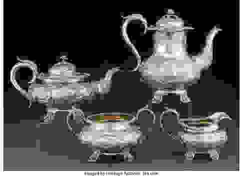 61027: A James Wintle Four-piece Silver Chased Repoussé Tea & Coffee ...
