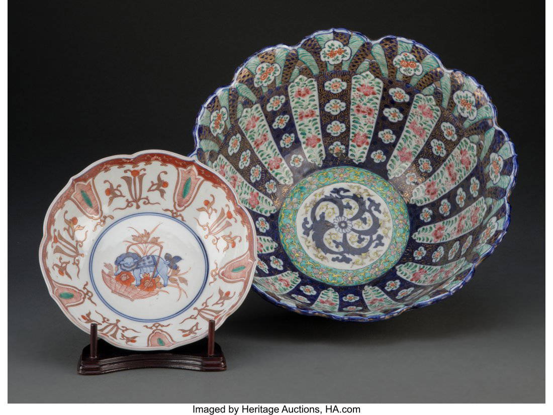 25245: Two Japanese Imari Bowls, Meiji Period Marks To Auction