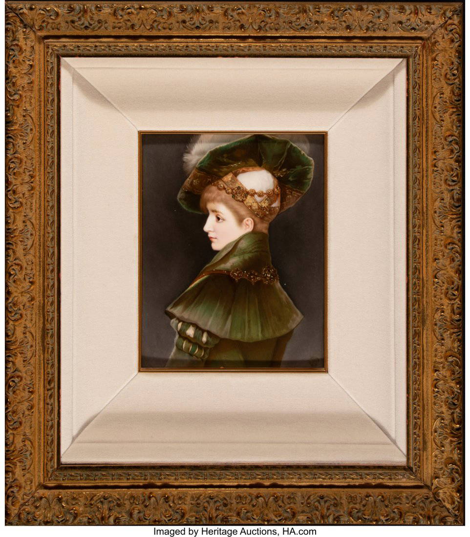 61311: A Framed German Porcelain Plaque, After Hans Mak Auction