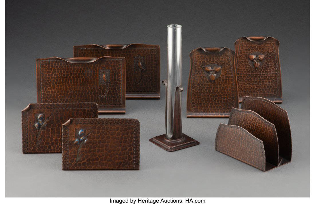 79089: Group Of Eight American Hand Hammered Copper Tab Auction