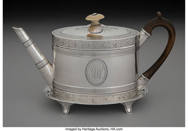 74340: A Henry Chawner Silver Teapot With Stand, London