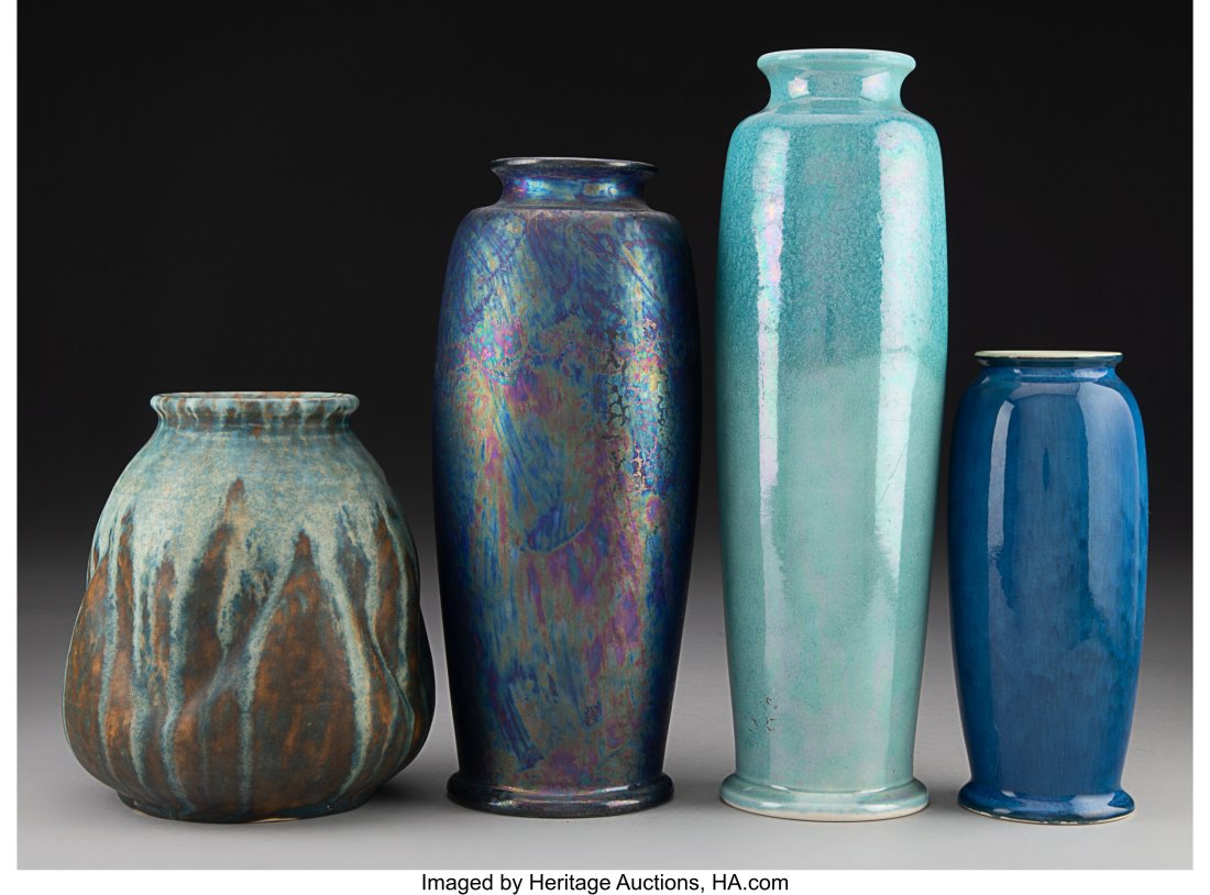 27080: Four Ruskin Pottery Glazed Ceramic Vases, 1916-1 Auction