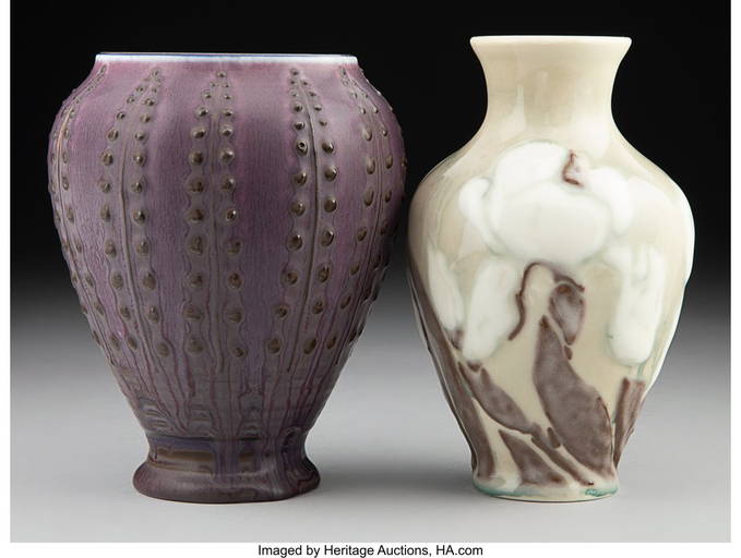 27032: Two Jens Jensen For Rookwood Pottery Glazed Eart