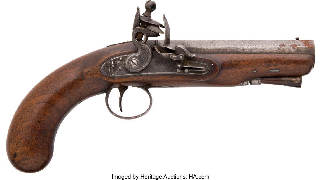 40022: English T. Mace Flintlock Pistol. Unserialized Auction