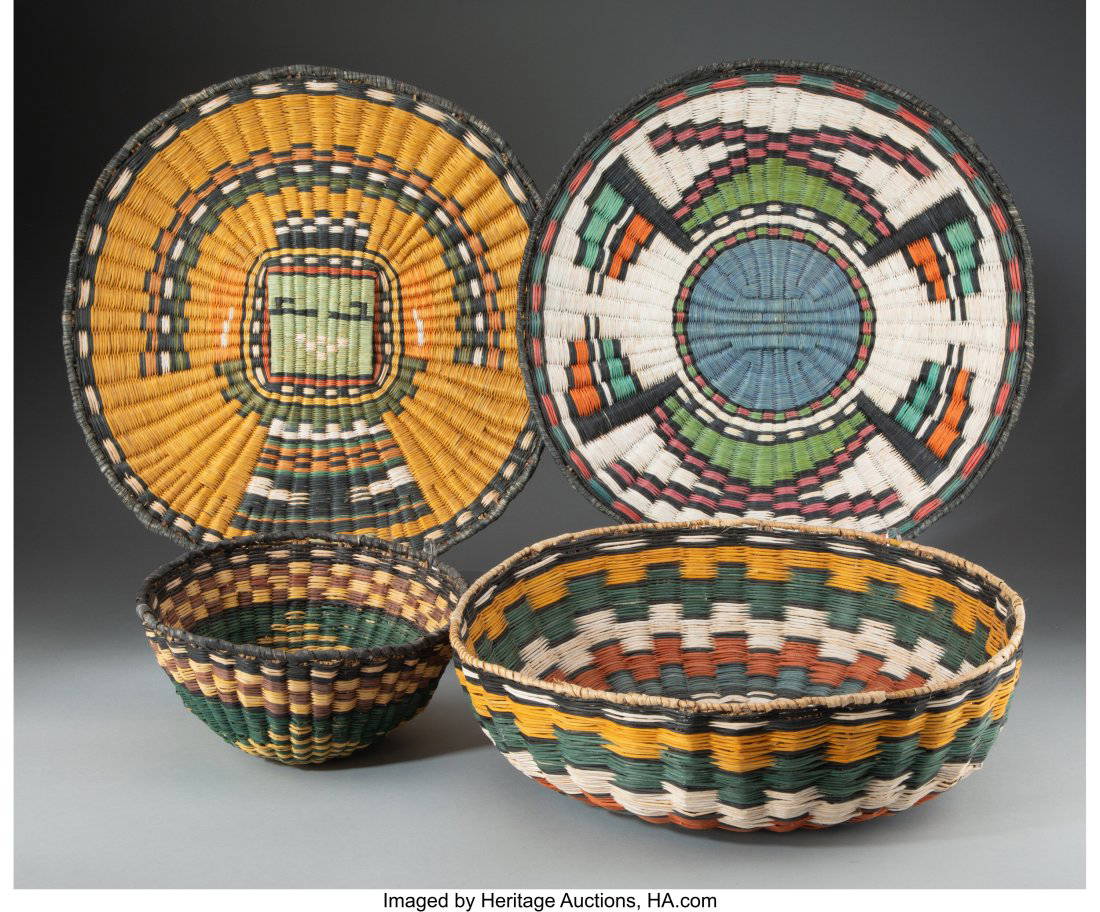 70427: Four Hopi Wicker Basketry Items Including Two Auction