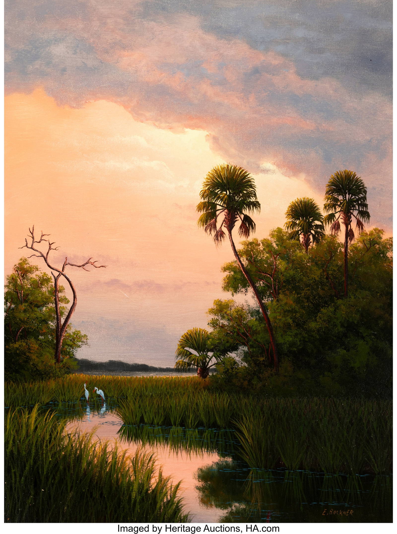 31059: Ellis Buckner (american, 1943-1991) A Touch Of Cabbage Palms Auction
