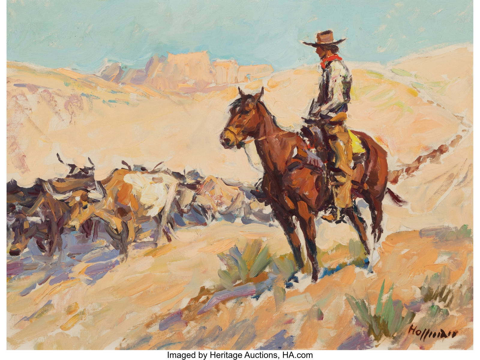 46064: Frank B. Hoffman (american, 1888-1958) Guarding Auction