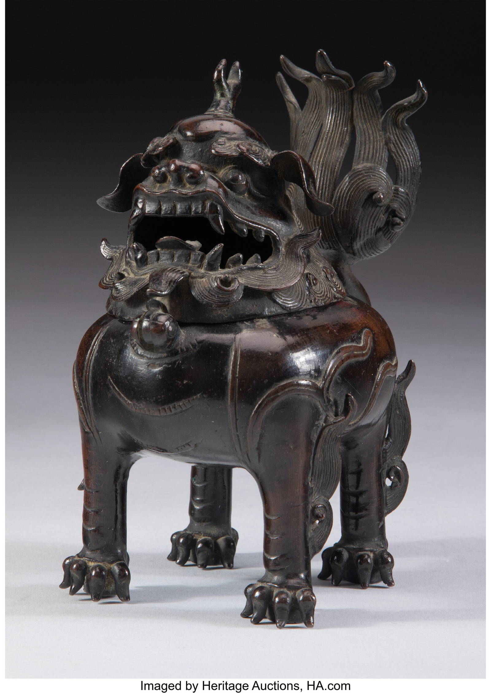 78131: A Chinese Bronze Luduan-form Incense Burner, Min Auction