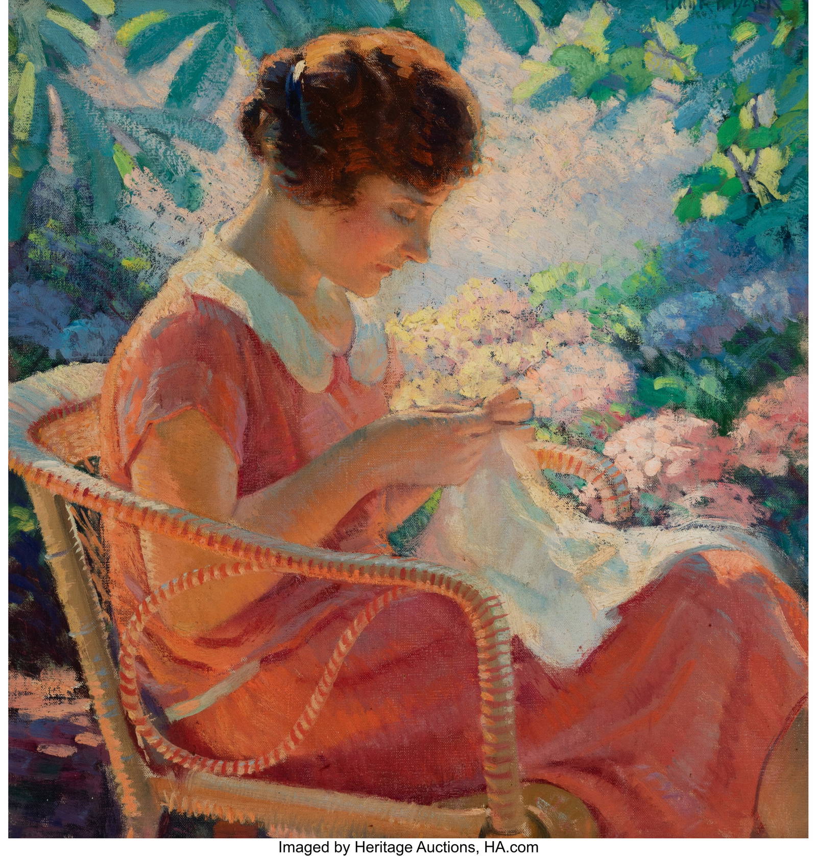 35019: Frank H. Desch (american, 1873-1934) In The Gard Auction