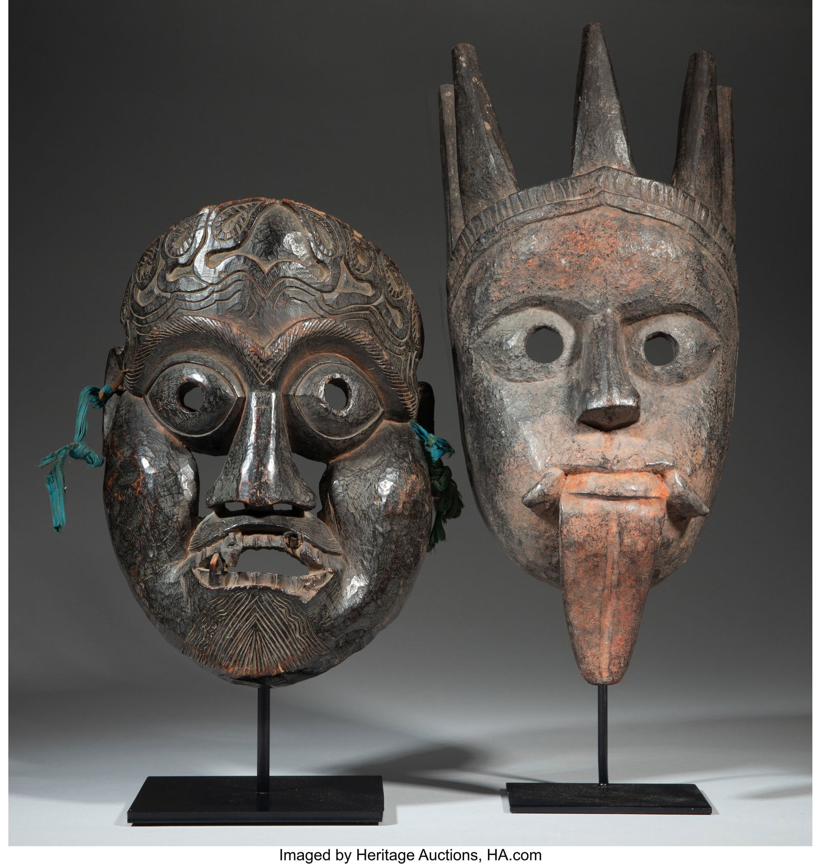 70422: Two Himalayan Masks Tibet/nepal, 19th To Mid-20 Auction