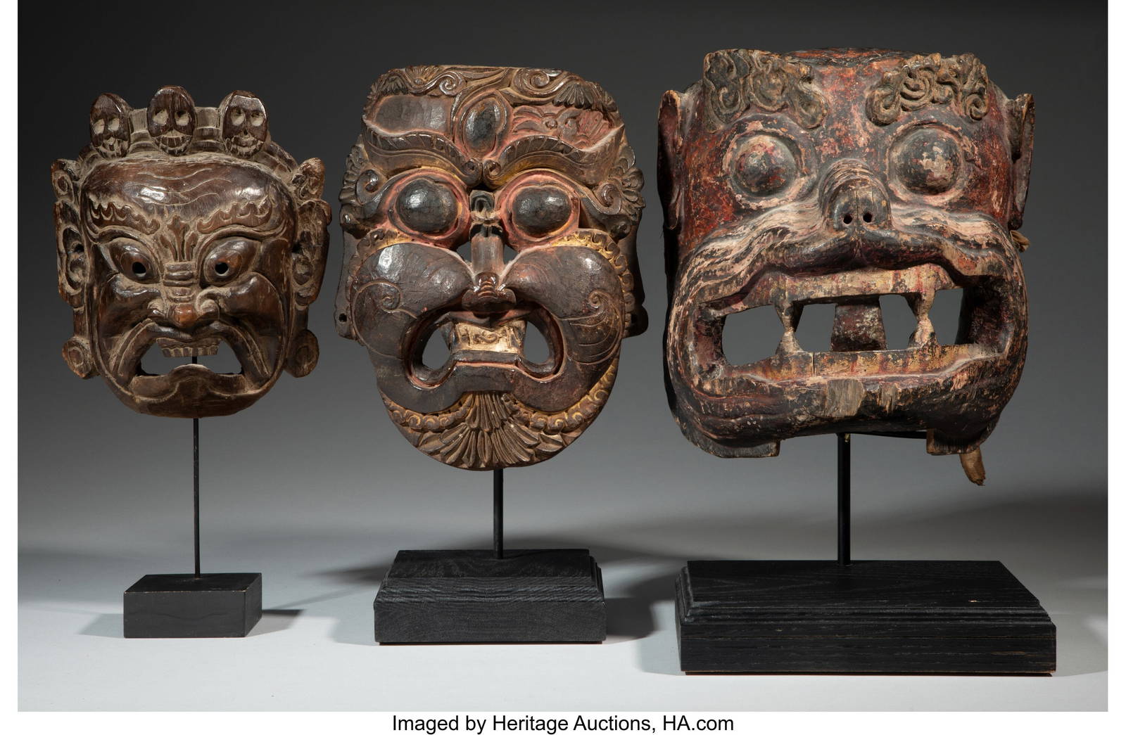 70420: Three Himalayan Masks Tibet/nepal, 19th To Mid- Auction
