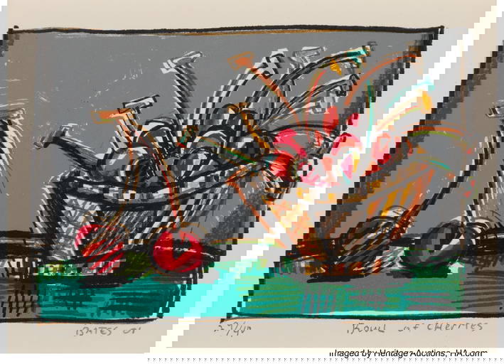 75002: David Bates (american, B. 1952) Bowl Of Cherries