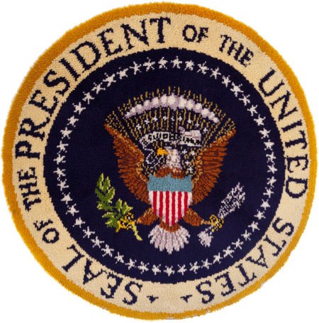 38277: Gerald Ford: Presidential Seal Hooked Rug Used i