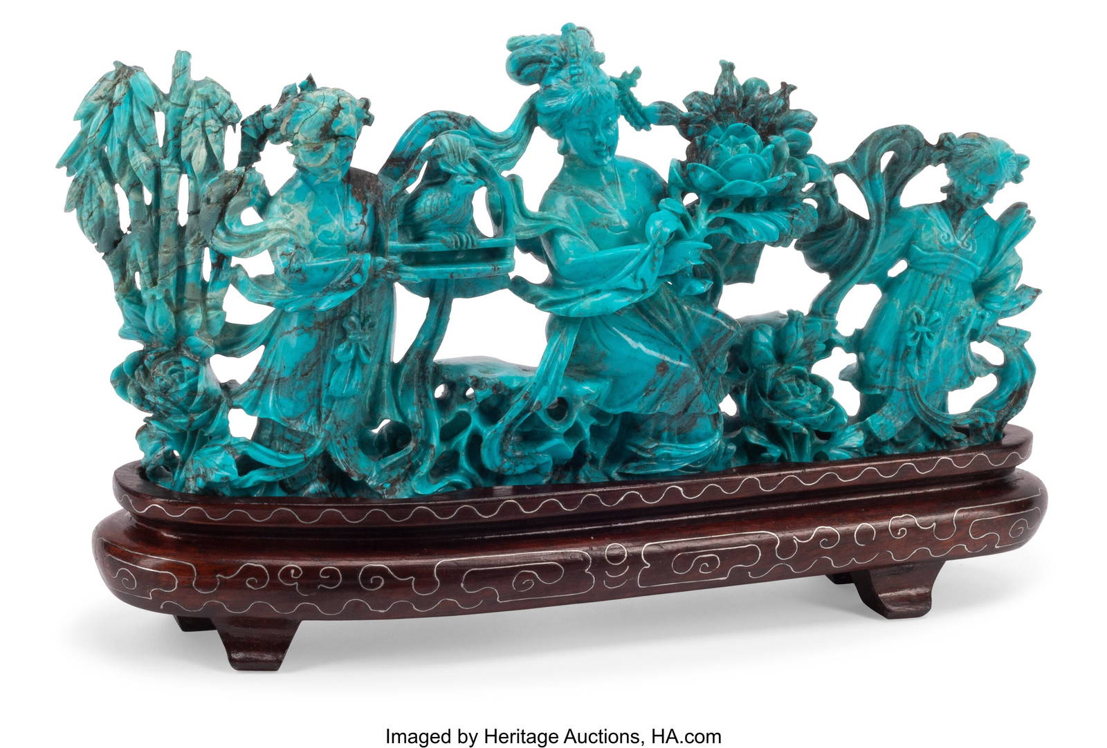 61329: A Large Chinese Carved Turquoise Figural Group 5 - Mar 06, 2025 ...
