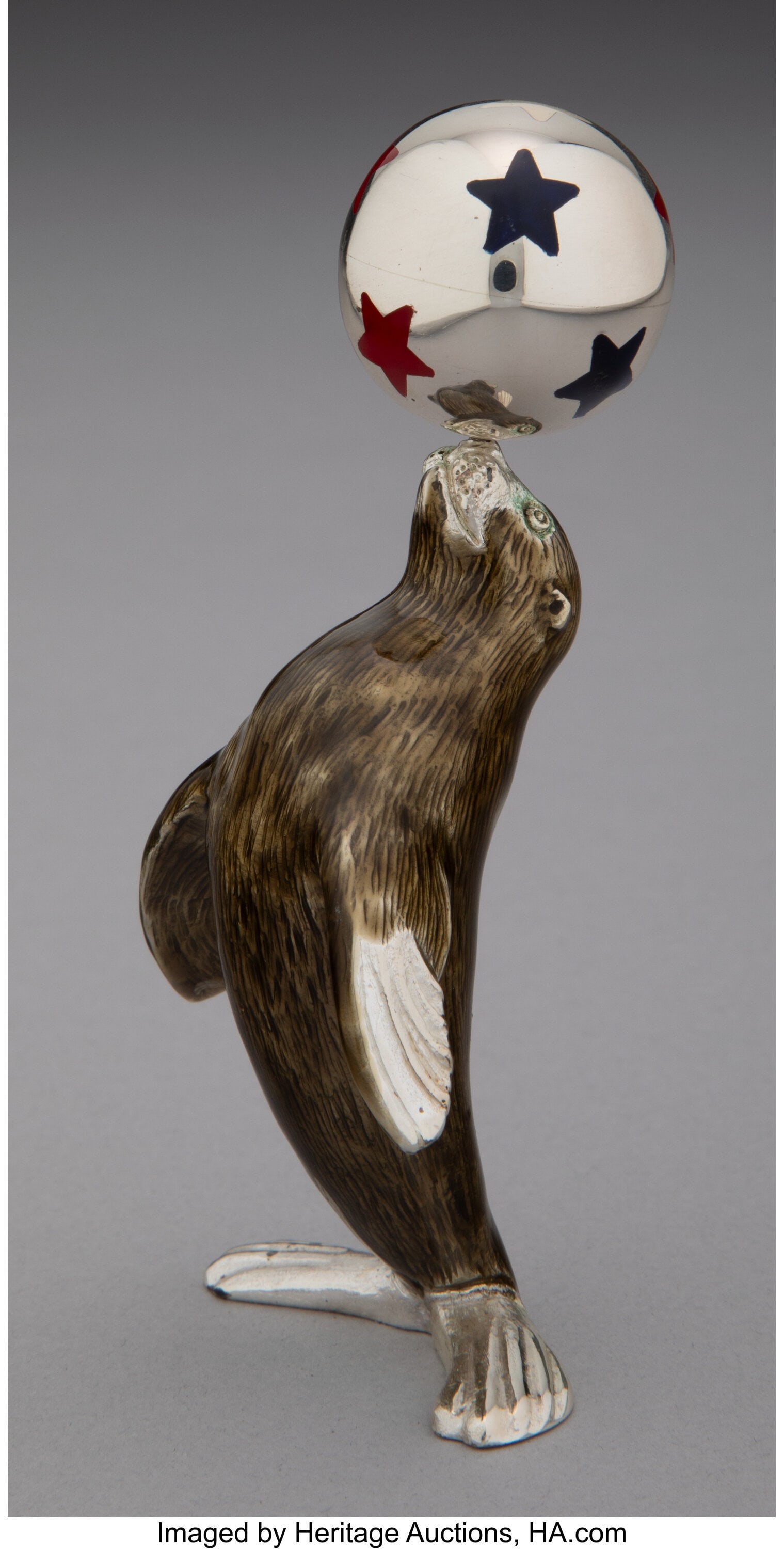 61284: A Tiffany & Co. Enameled Silver Circus Seal With Auction