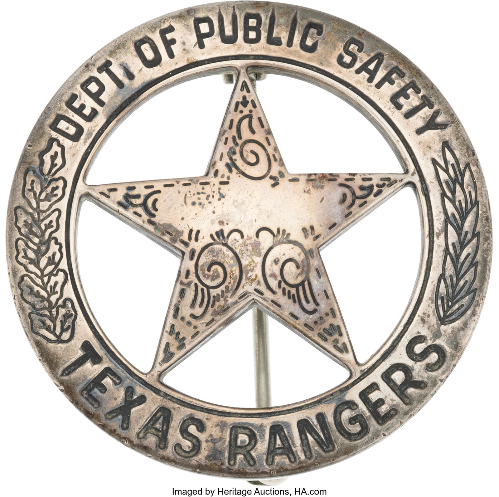 40128: Texas Rangers Dps Cinco Peso Ranger Badge. Con Auction
