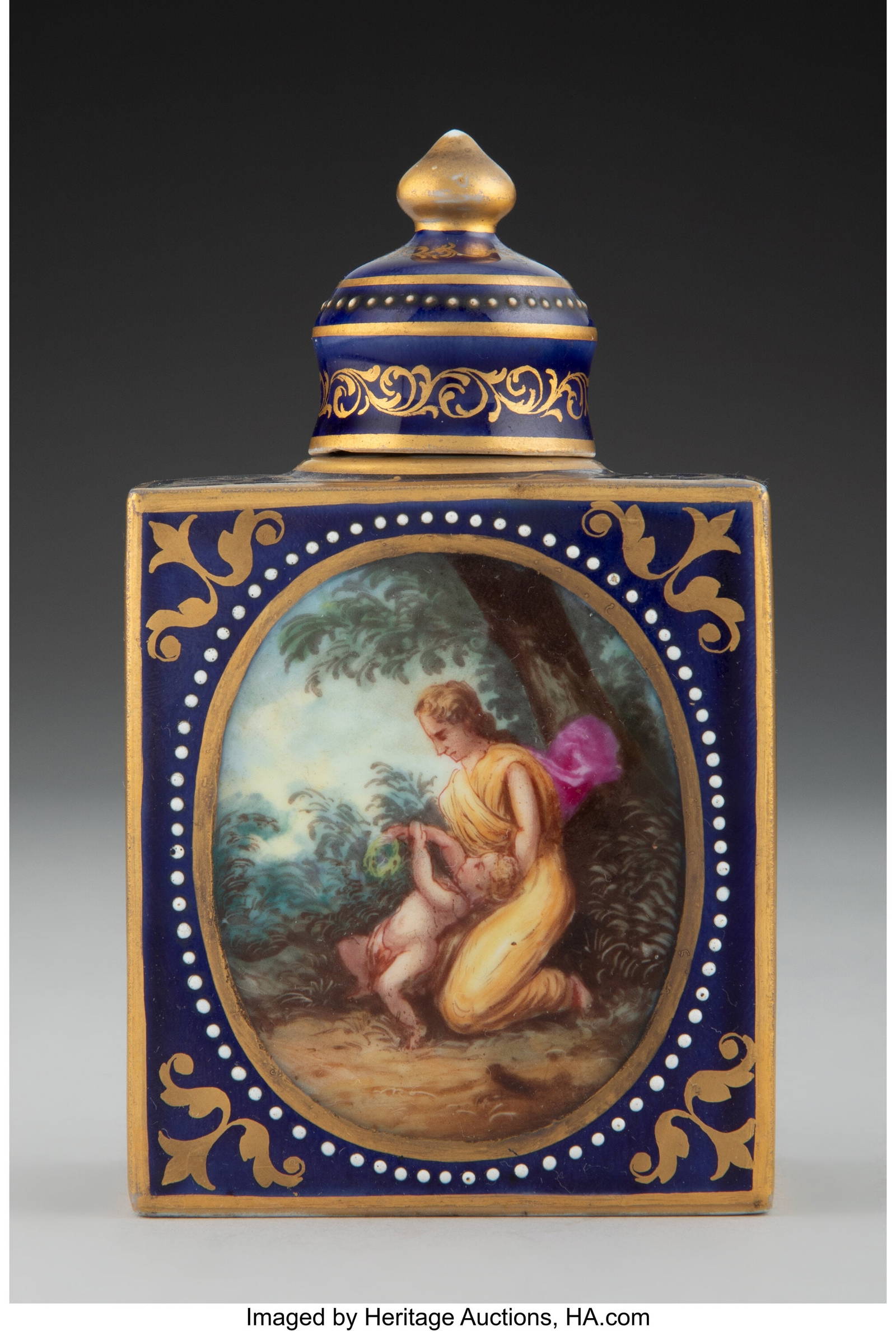 27047: A Royal Vienna Hand Painted Tea Caddy, 19th Cent Auction