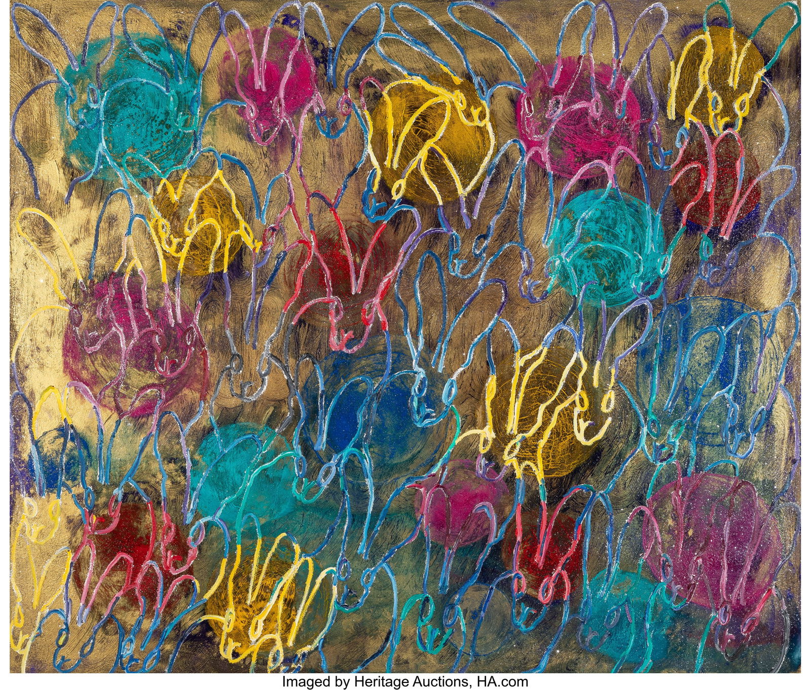 Hunt Slonem (b. 1951) New Line Series, 2017 Oil Auction