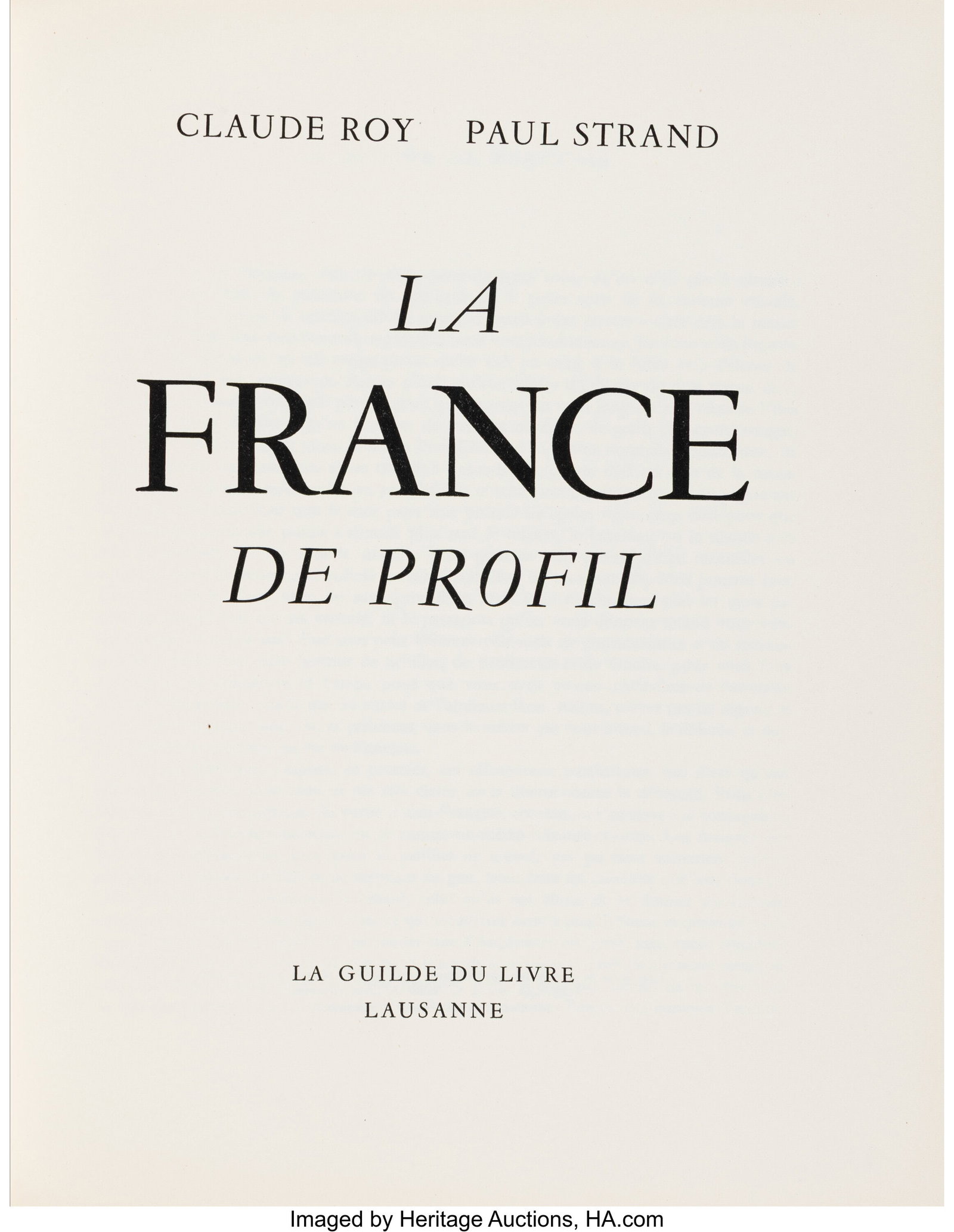 Paul Strand (american, 1890-1976) La France De P Auction
