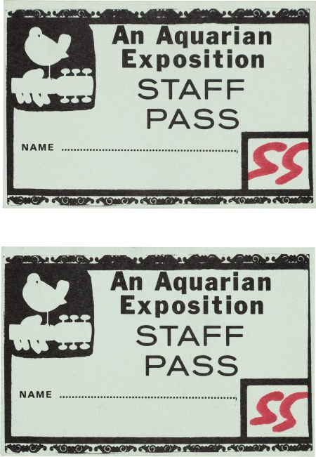 Woodstock Music Festival Staff Pass Group (1969)