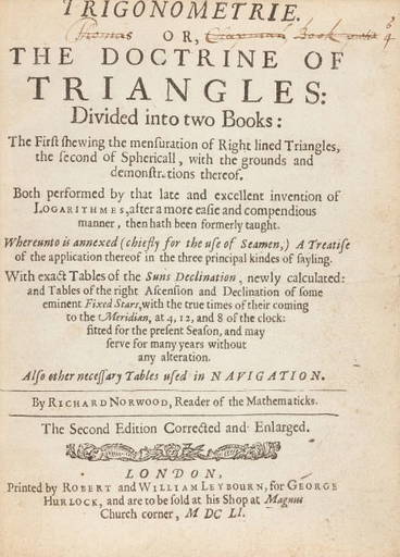 Richard Norwood. Trigonometrie. Or, The Doctrine