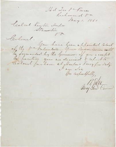 Robert E. Lee Letter Signed With One Related Doc