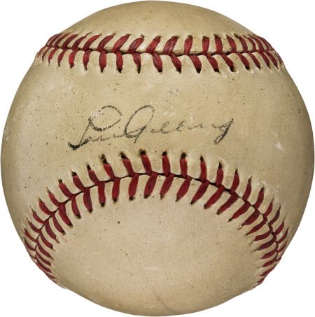 1939 Lou Gehrig Single Signed Baseball, Psa Ex M