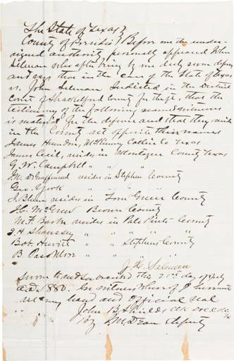 John Selman: His Signed Witness List For His Int