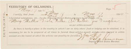 Bill Tilghman: An 1895 Document Signed As Deputy