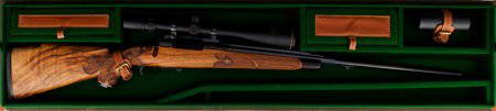 Cased Engraved Custom Mauser Bolt Action Rifle W