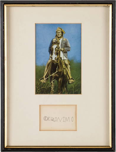 Geronimo: Iconic Signature On Card. 3.25" X 2.5"