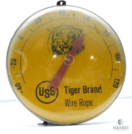 Vintage Uss Tiger Brand Wire Rope Wall Thermometer