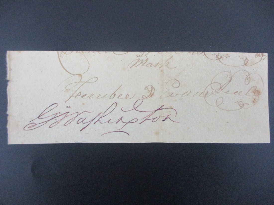George Washington Signed Partial Document Measuring 2 X 6" Auction