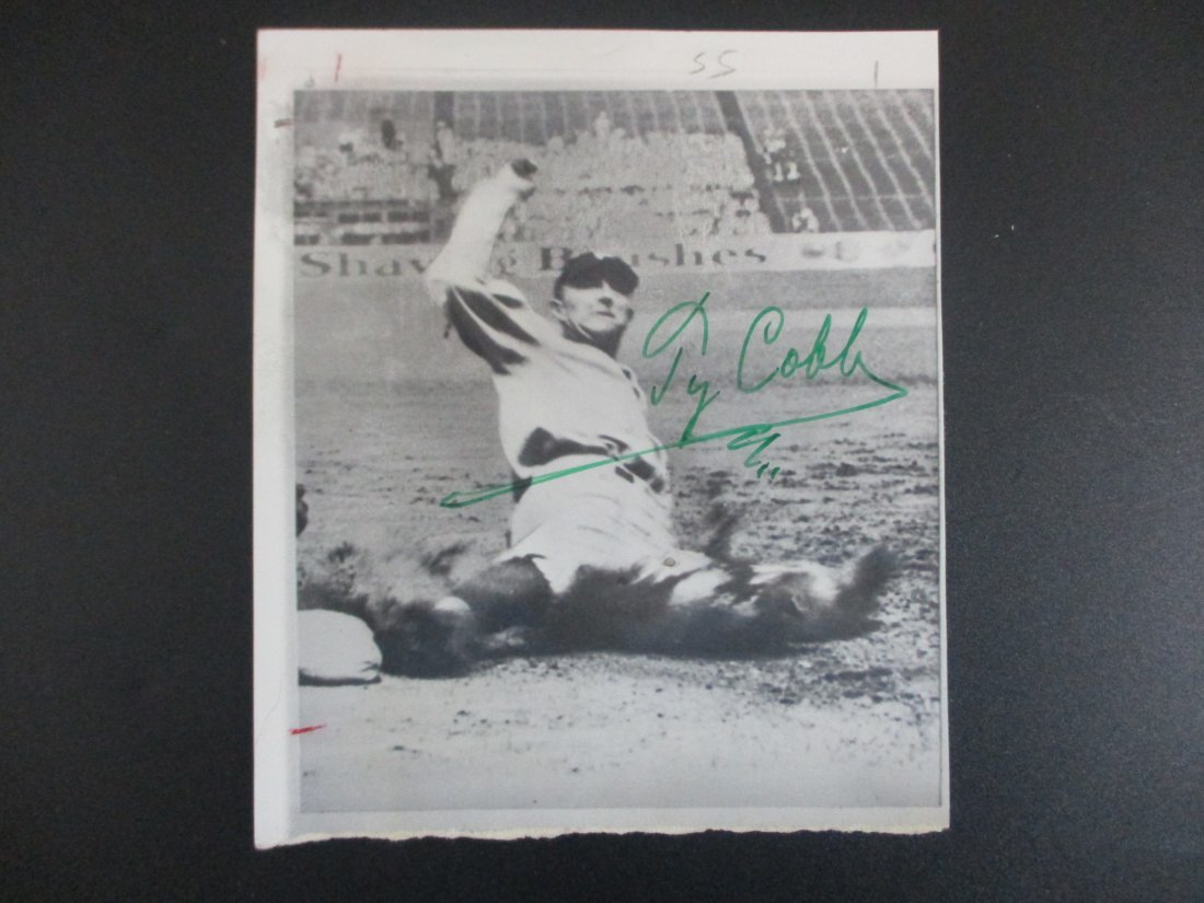 Ty Cobb Signed Sliding Photograph, 5 1/2 X 4 Auction