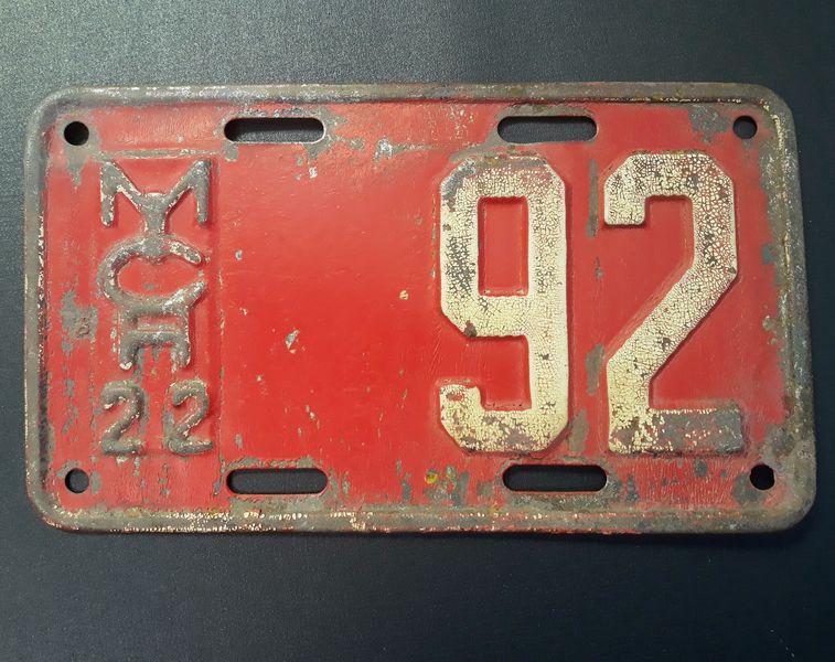 1922 Michigan Motorcycle License Plate - May 28, 2020 | Stefek's ...