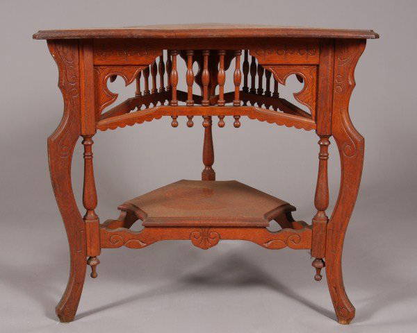 Victorian Oak Triangular Table, American, Late 19th