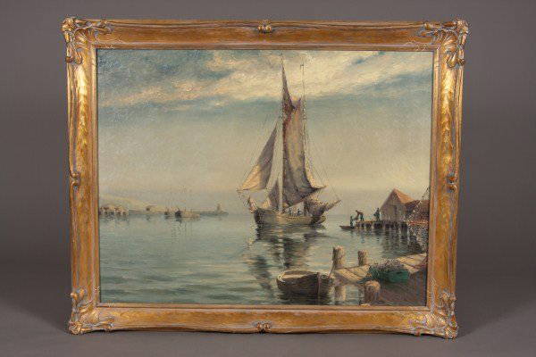 F.H. Immer, Continental, Sail Boat in a Dock, Oil - Jun 03, 2010 ...