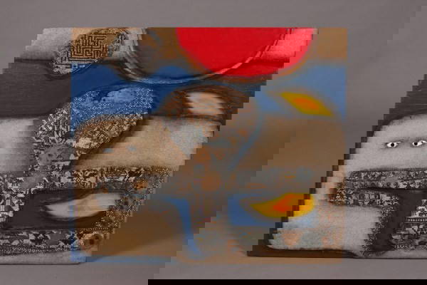 Piraji Sagara, "collage", Oil, Sand And Beads On Bo