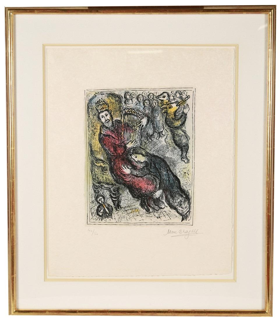 Marc Chagall, "king David With His Lyre" Litho