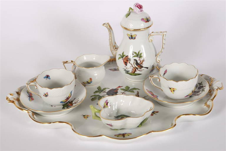 Herend, "rothschild Bird" Tea Set For Two