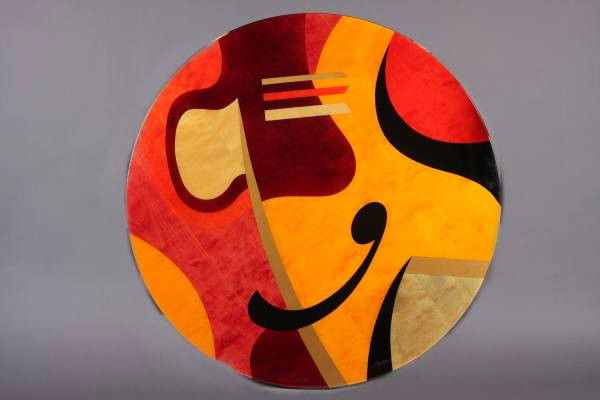 97: Contemporary Stained Inlaid Wood Table, Benjamin Le