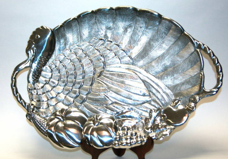 Lenox Metal Serveware Turkey Handled Platter, New